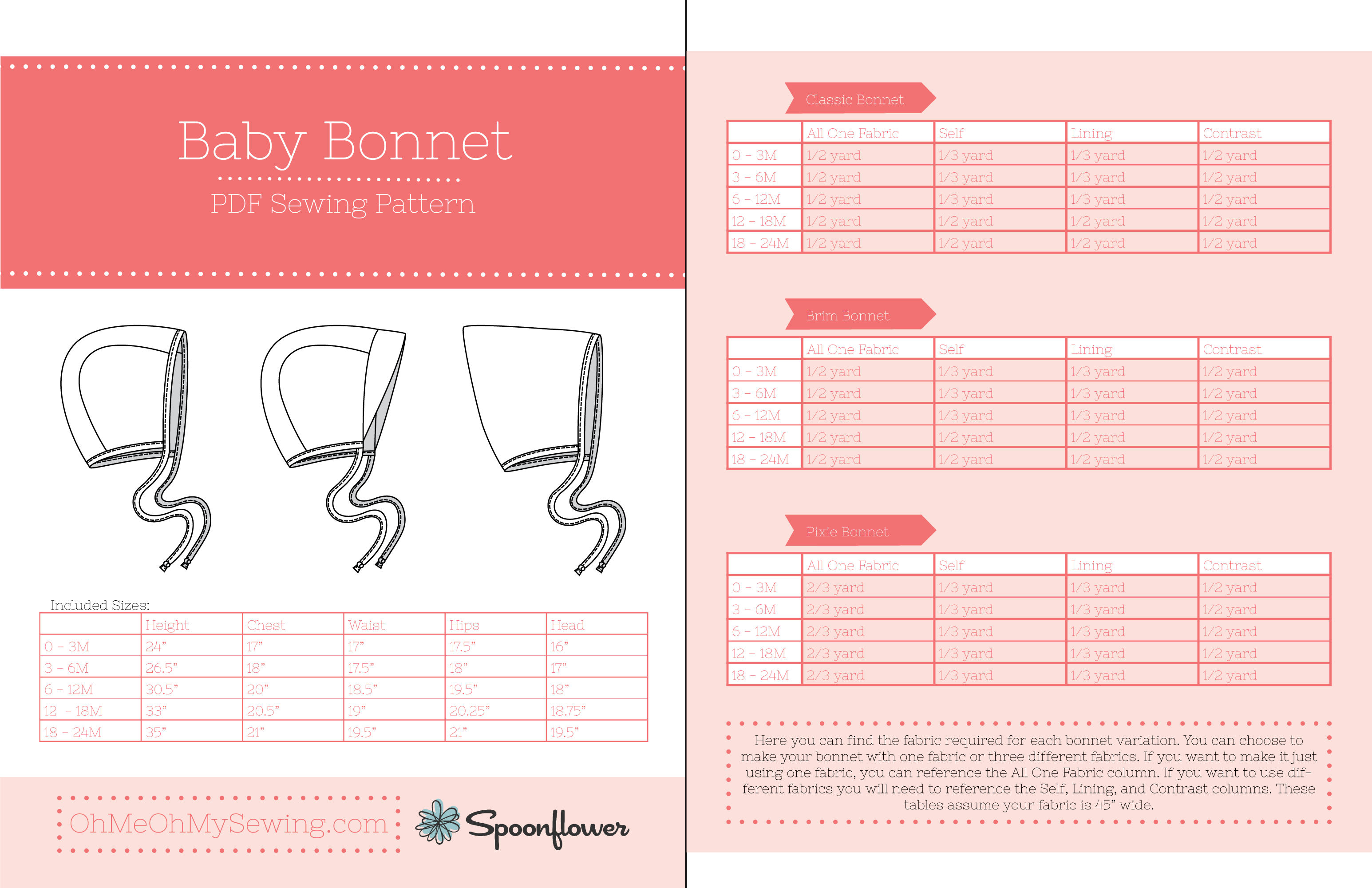 Bonnet Bundle Pattern – OhMeOhMySewing